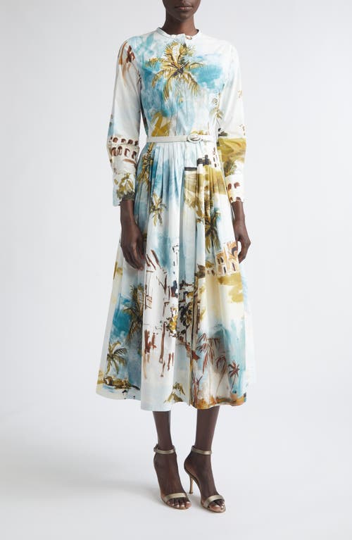 OSCAR DE LA RENTA Oscar de la Renta Dominican Landscape Stretch Poplin Shirtdress